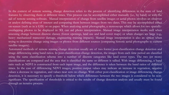 Remote Sensing: Change Detection | PPTX