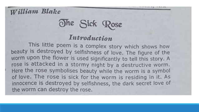 THE SICK ROSE BY WILLIAM BLAKE | PPTX