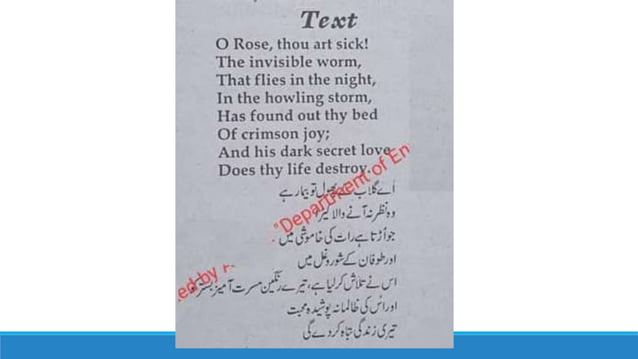 THE SICK ROSE BY WILLIAM BLAKE | PPTX
