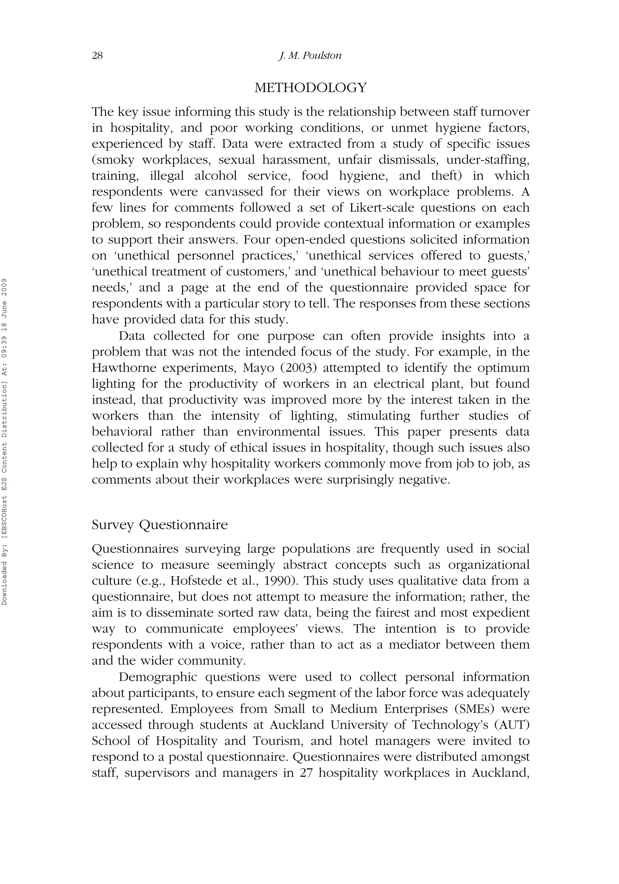 working conditions in hospitality | PDF