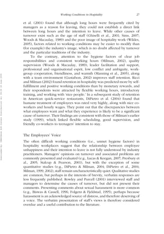 working conditions in hospitality | PDF