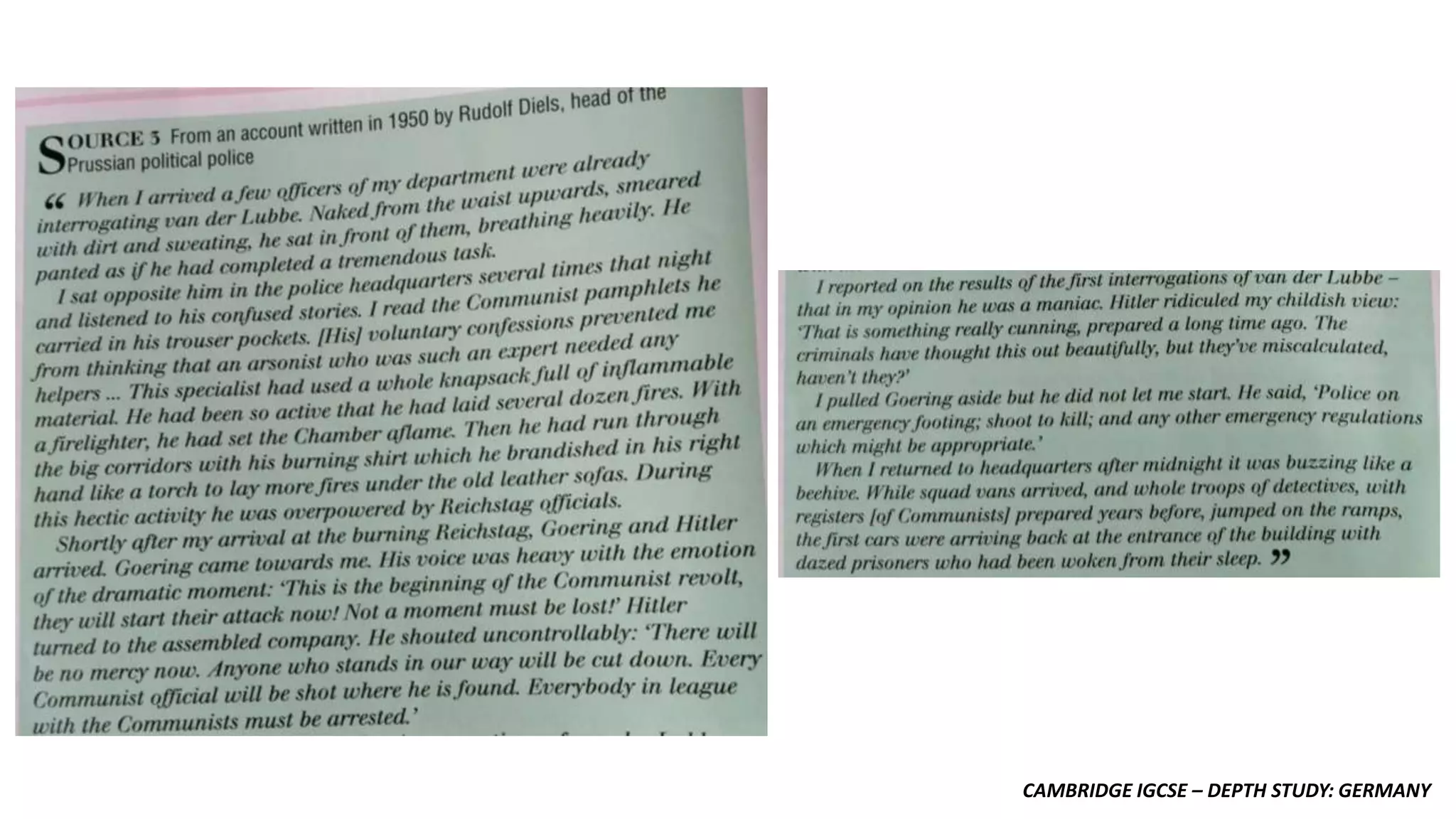 HISTORY IGCSE CONTENT - 20TH CENTURY OPTION - DEPTH STUDY GERMANY ...
