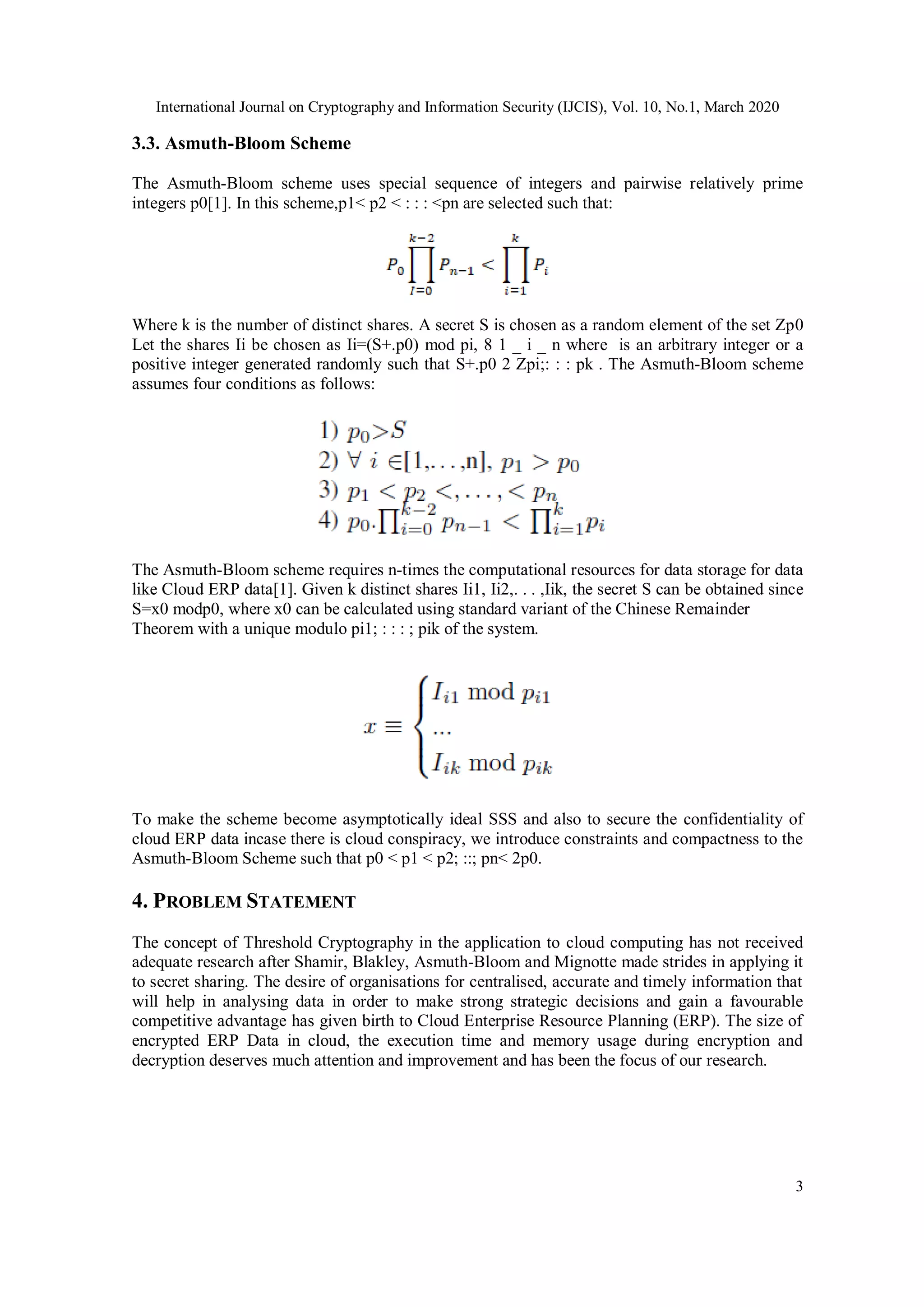 AN EFFICIENT THRESHOLD CRYPTOGRAPHY SCHEME FOR CLOUD ERP DATA | PDF