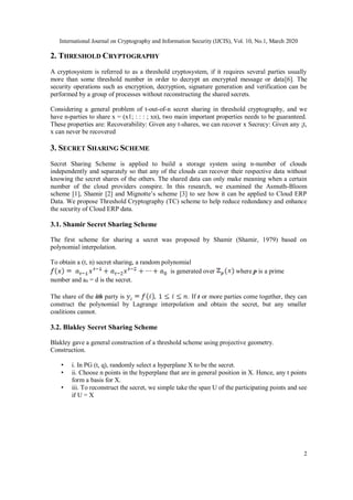 AN EFFICIENT THRESHOLD CRYPTOGRAPHY SCHEME FOR CLOUD ERP DATA | PDF