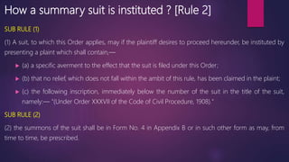 O. XXXVII OF CPC,1908 [SUMMARY PROCEDURE] | PPTX