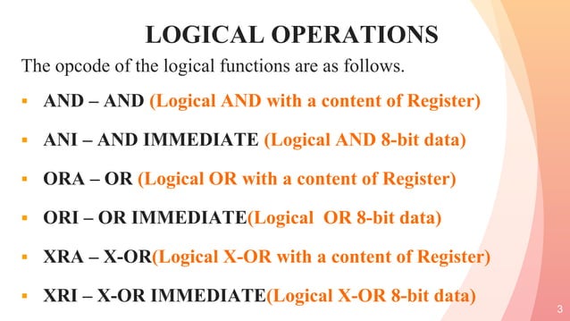 LOGICAL OPERATIONS IN 8085 MICROPROCESSOR | PPT