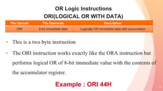 LOGICAL OPERATIONS IN 8085 MICROPROCESSOR | PPTX | Data Storage and Warehousing | Computing