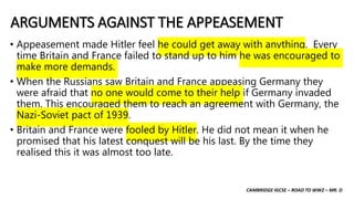 HISTORY IGCSE CONTENT - 20TH CENTURY OPTION - THE ROAD TO WW2 ...