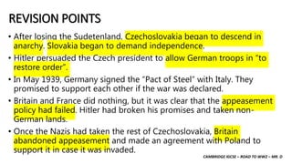 HISTORY IGCSE CONTENT - 20TH CENTURY OPTION - THE ROAD TO WW2 ...