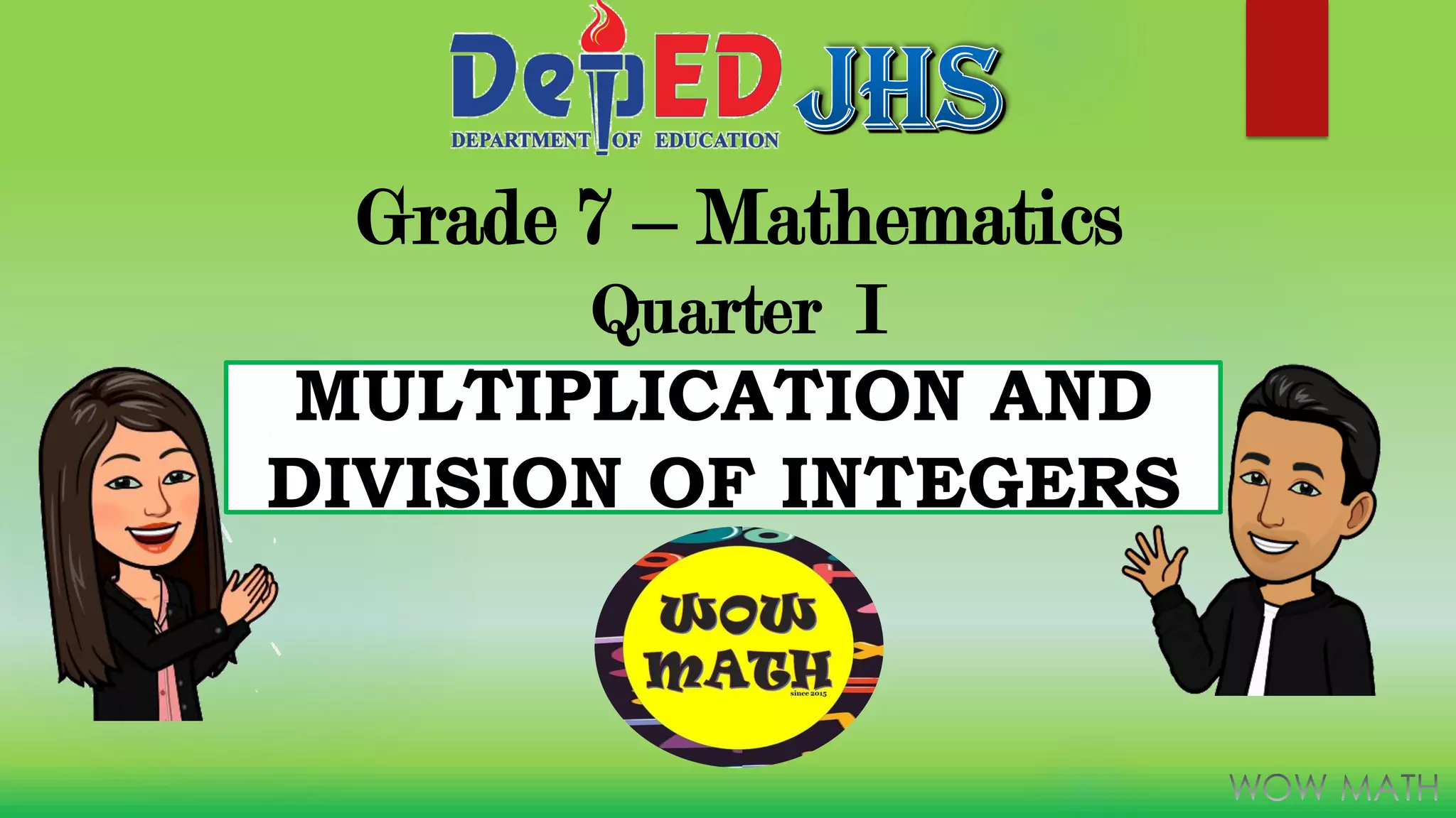 Multiplication and Division of Integers | PDF