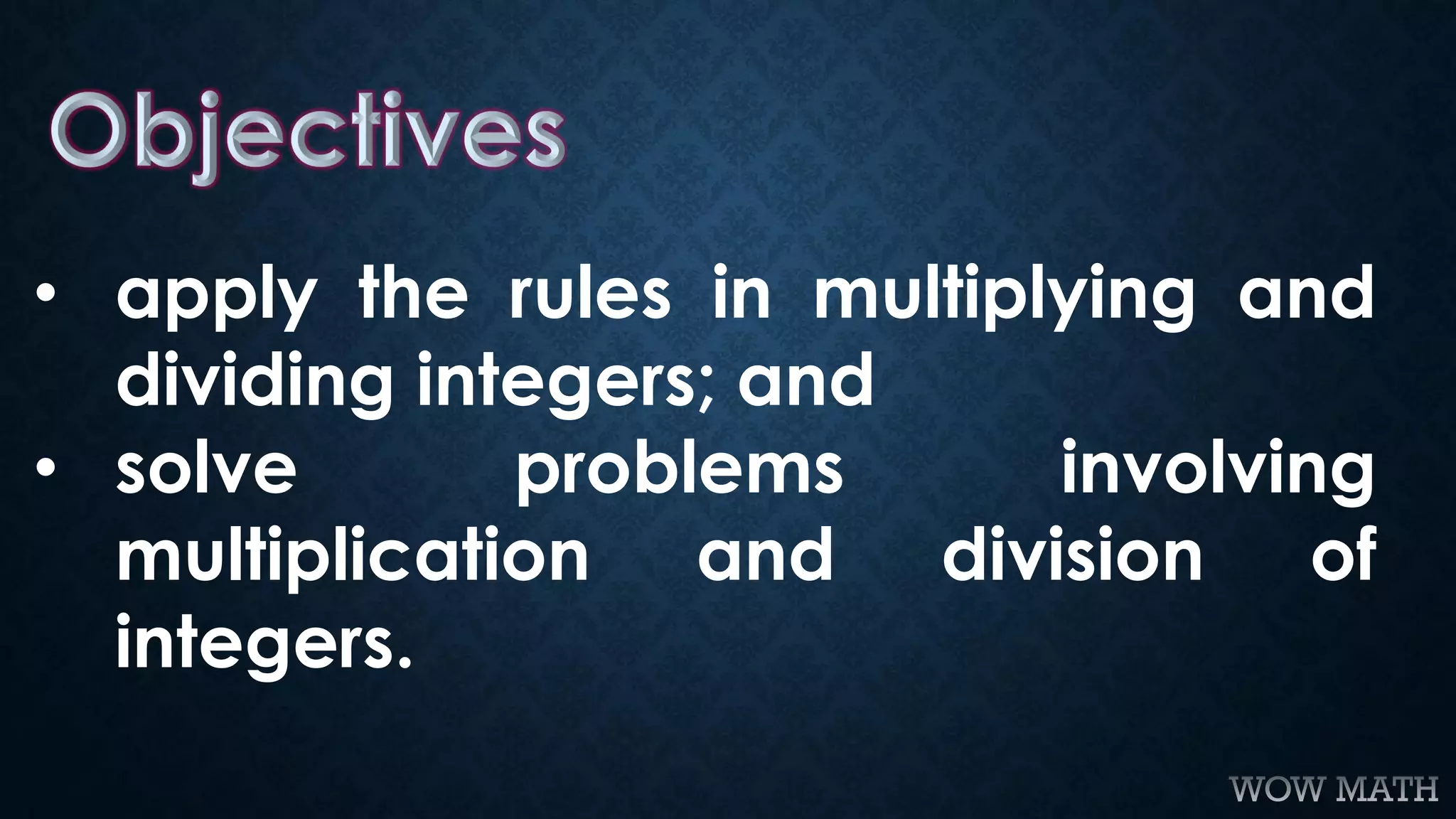 Multiplication and Division of Integers | PDF