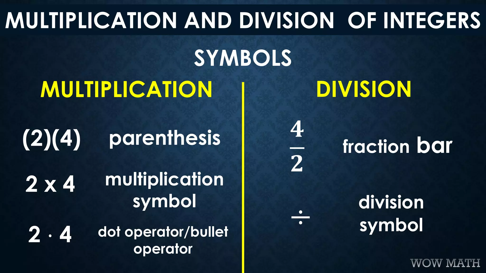 Multiplication and Division of Integers | PDF