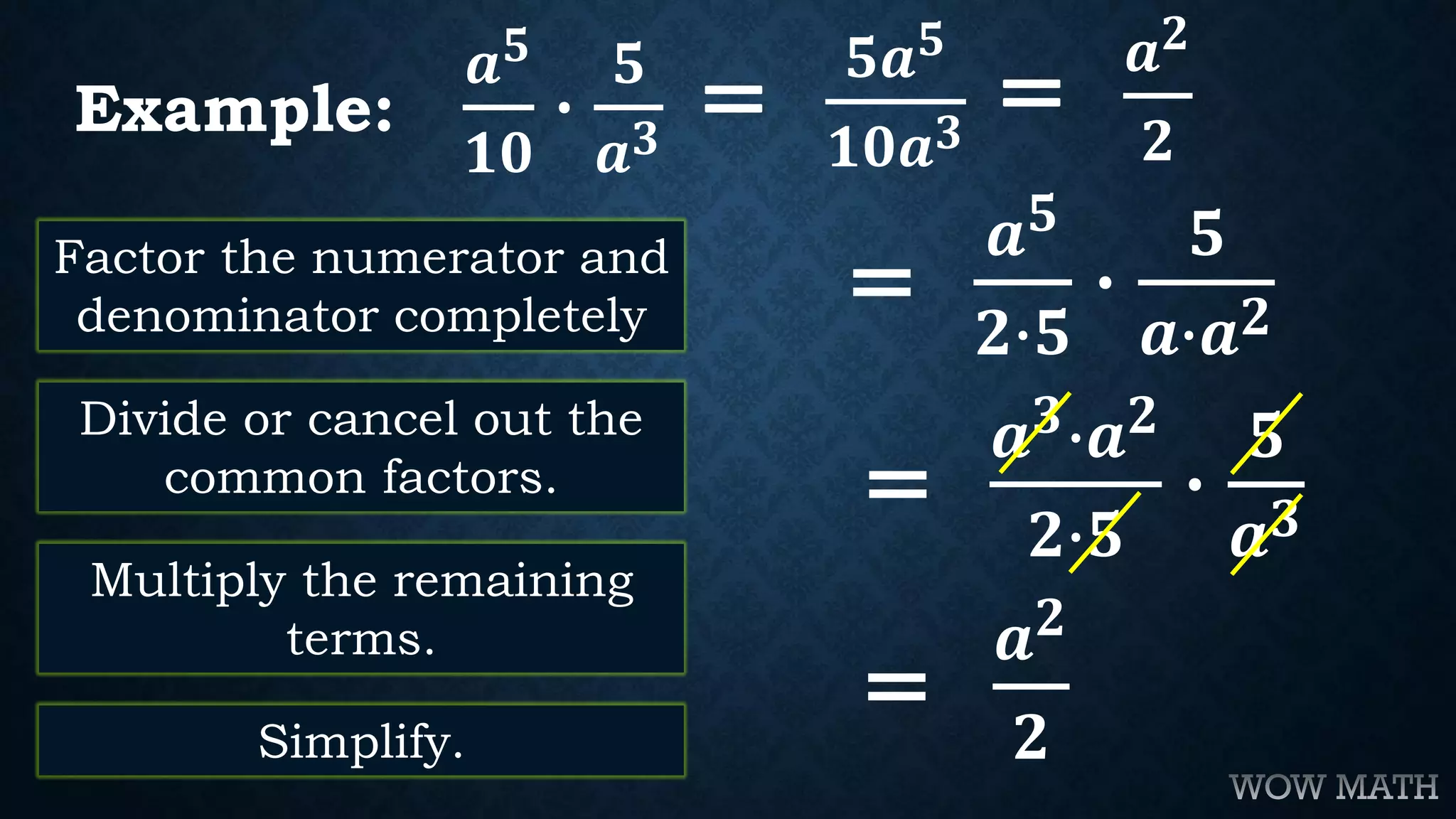 Multiplication and Division of Rational Algebraic Expressions | PDF