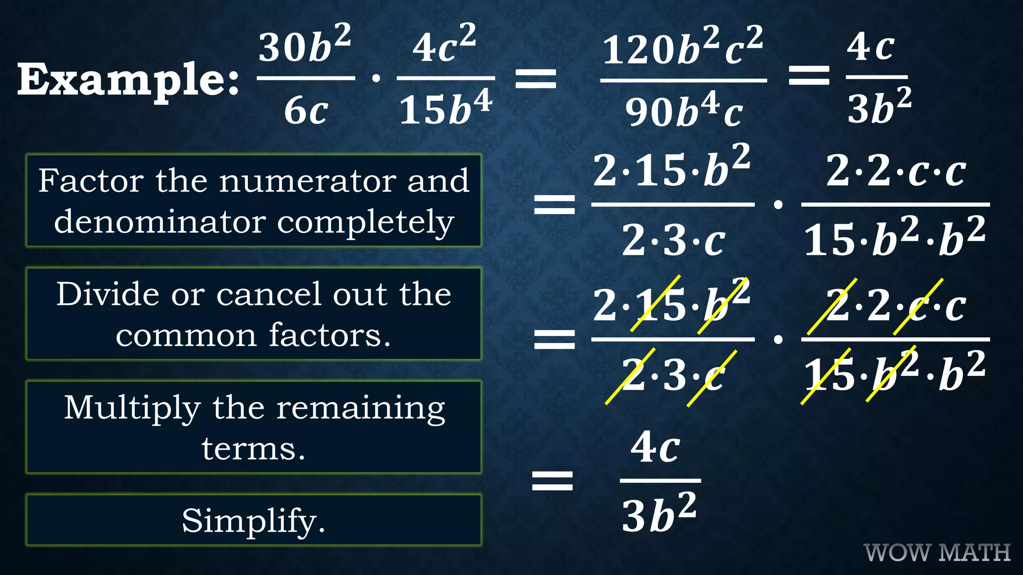Multiplication and Division of Rational Algebraic Expressions | PDF
