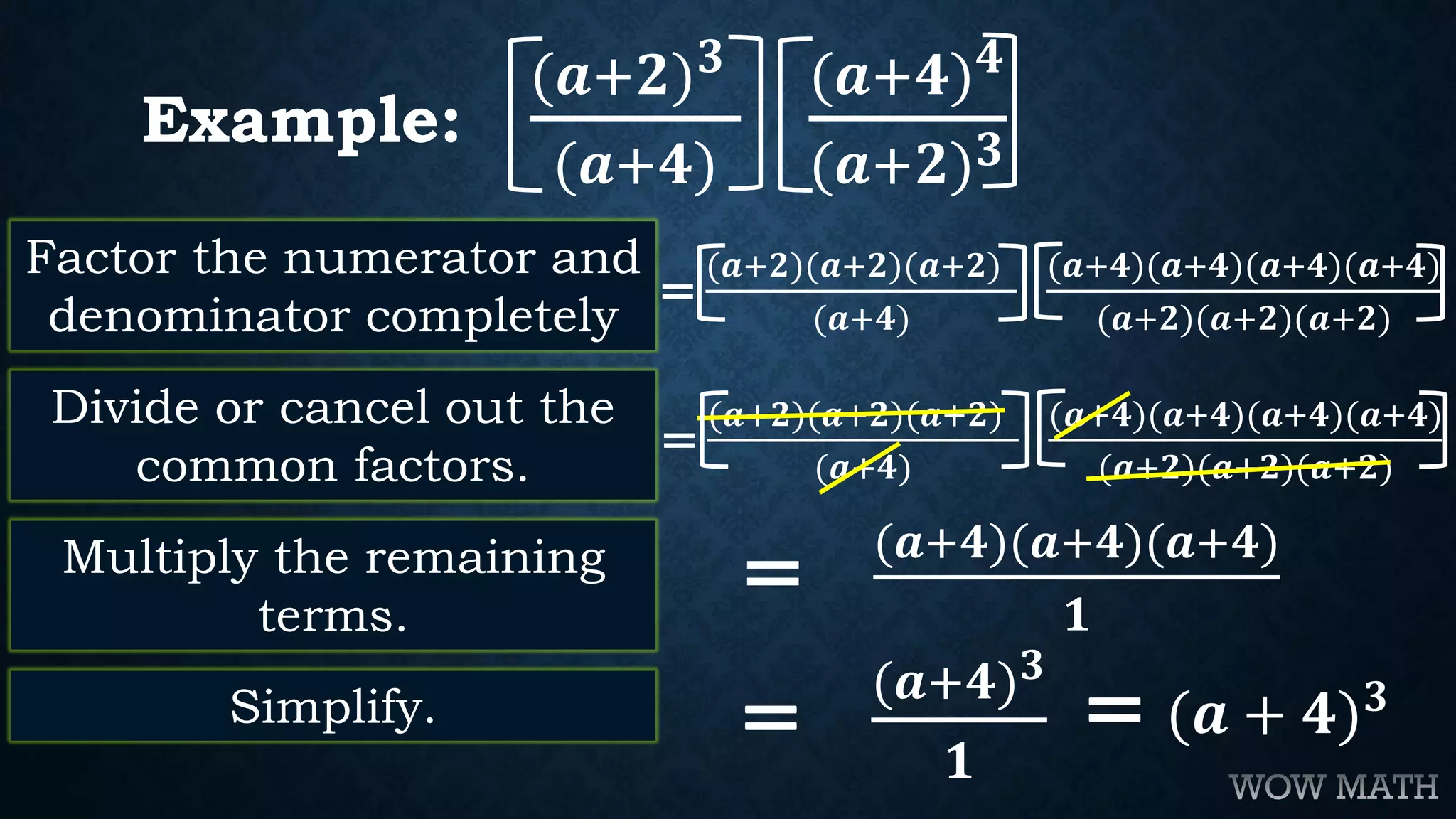 Multiplication and Division of Rational Algebraic Expressions | PDF