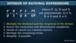 Multiplication and Division of Rational Algebraic Expressions | PDF