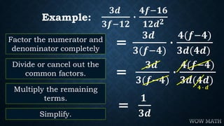 Multiplication and Division of Rational Algebraic Expressions | PDF