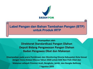 11. spo label dan btp - monitoring dak 7 agt 2020 | PDF