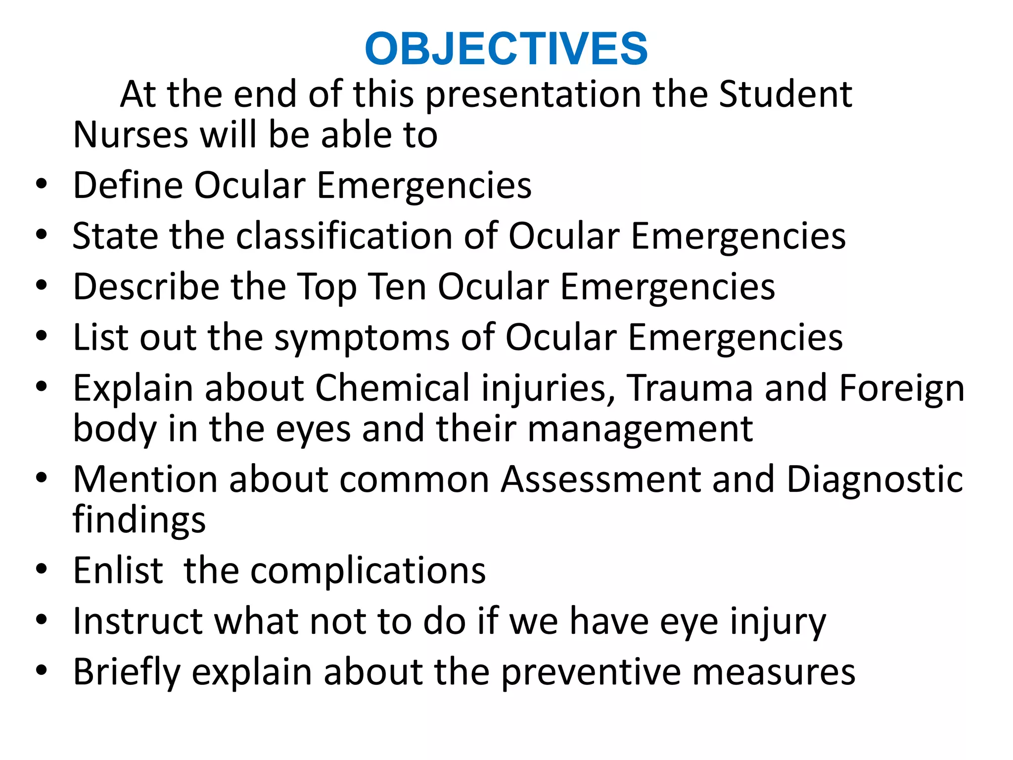 11. ocular emergencies and their prevention | PPTX