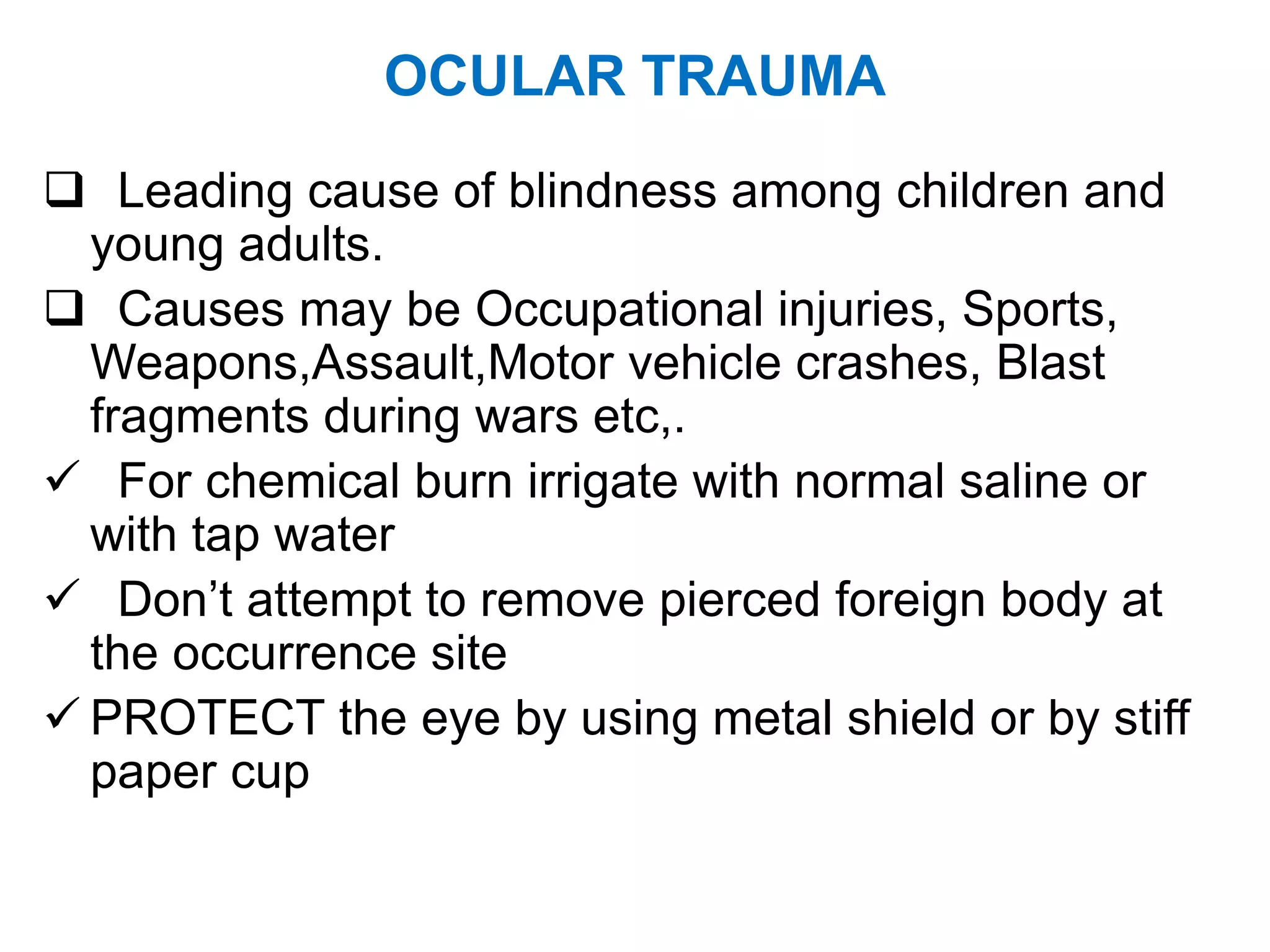 11. ocular emergencies and their prevention | PPTX
