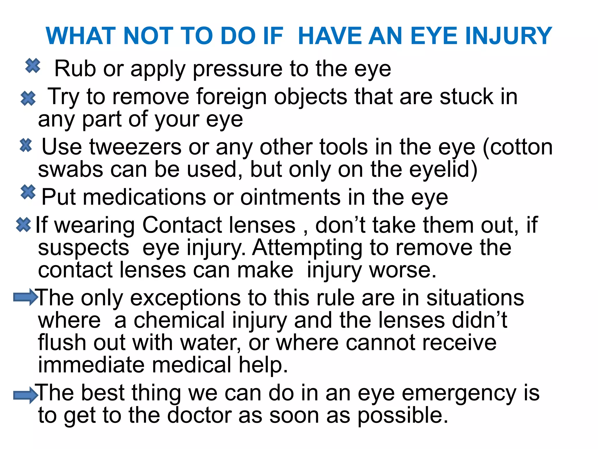 11. ocular emergencies and their prevention | PPTX