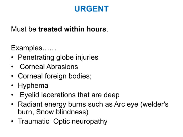 11. ocular emergencies and their prevention | PPTX | Death, Injury, or ...