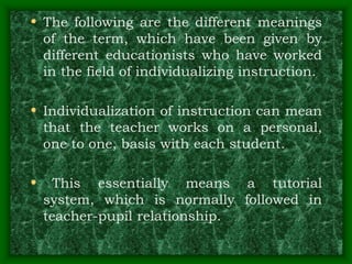 Methods of Teaching - Individualised instruction | PPSX