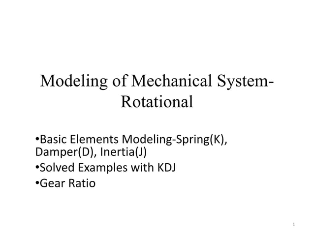 modeling of system rotational, Basic Elements Modeling-Spring(K), Damper(D), Inertia(J) Solved ...