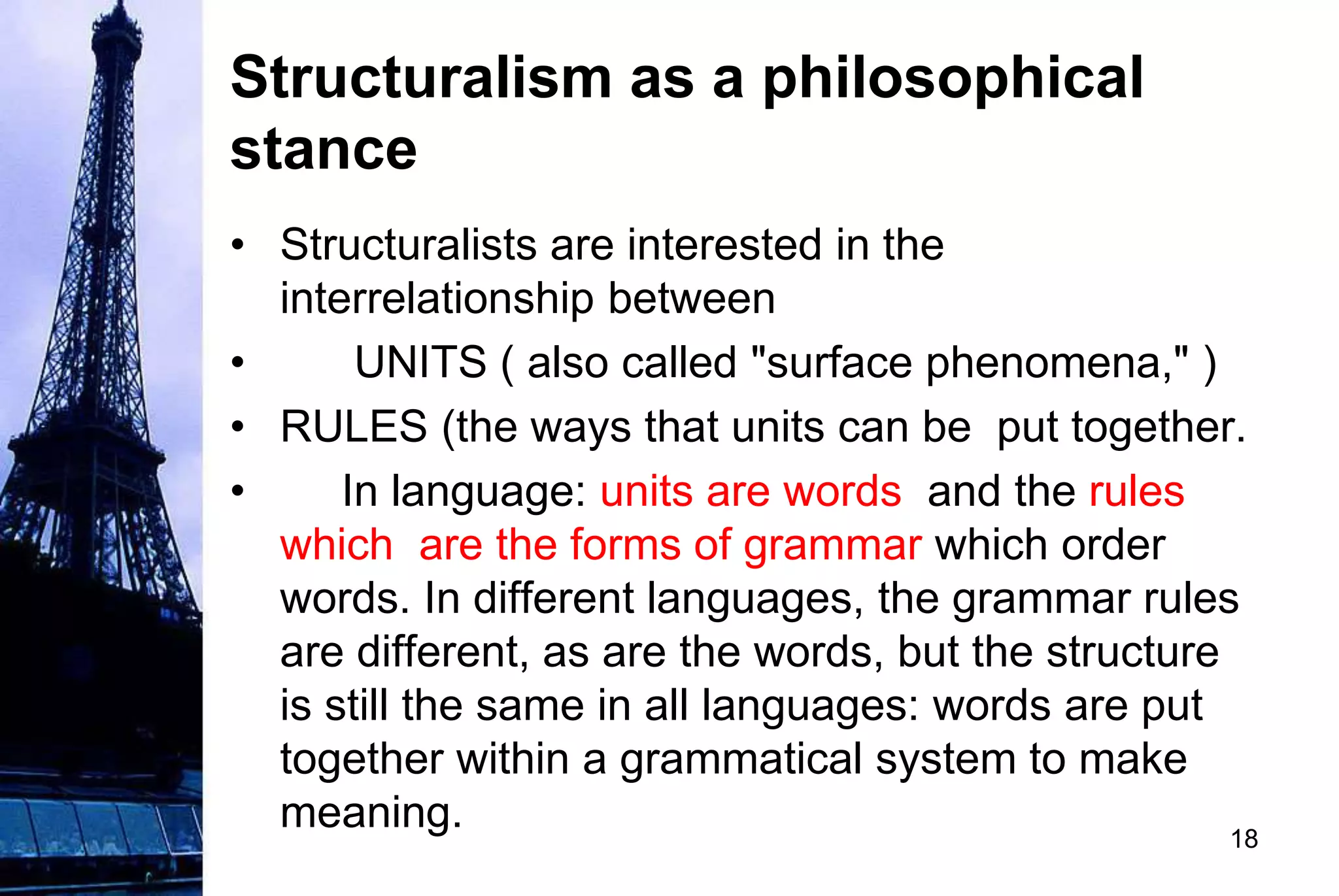 11. intro to lang. saussure, structuralism | PPT