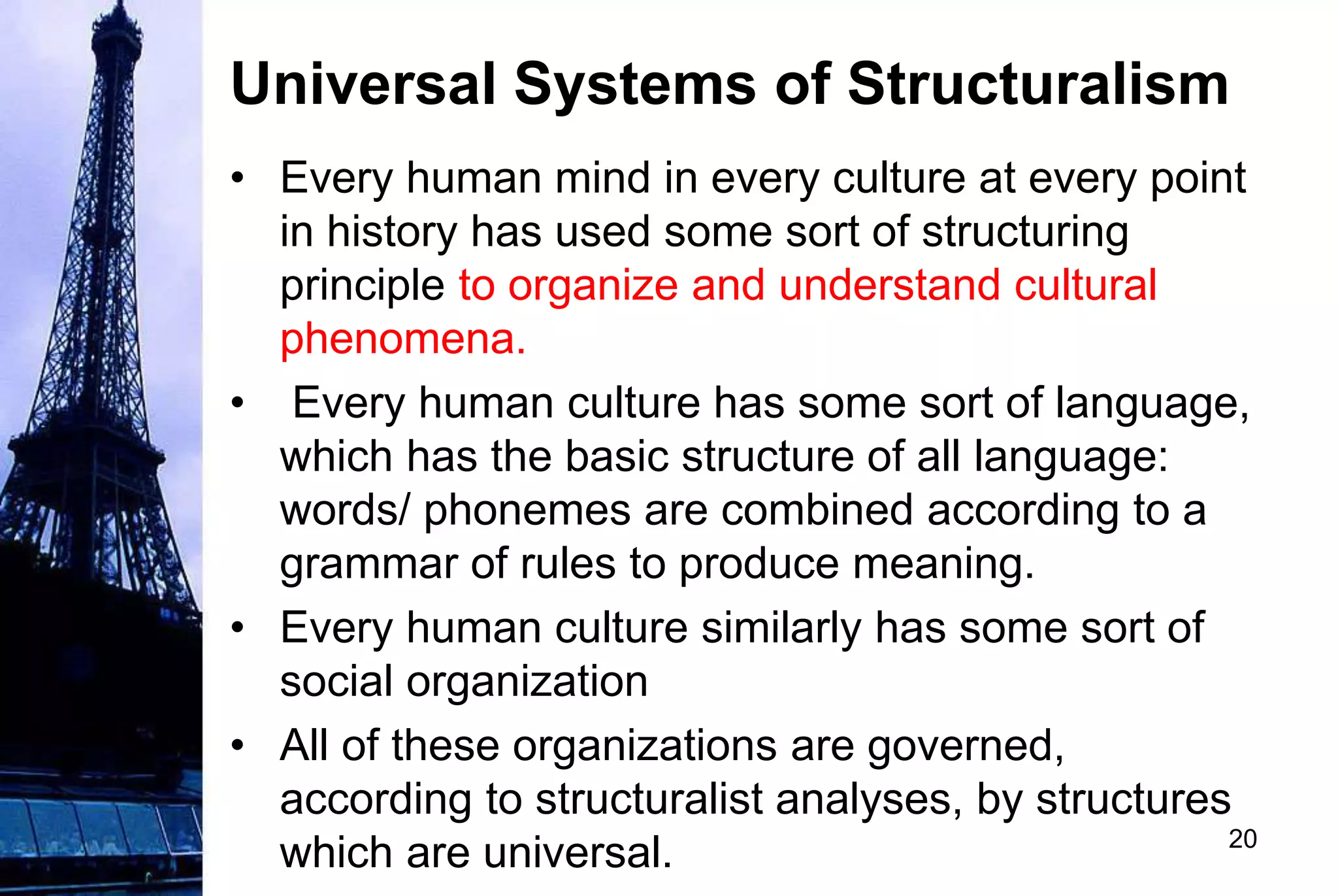 11. intro to lang. saussure, structuralism | PPT