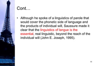 11. intro to lang. saussure, structuralism | PPT