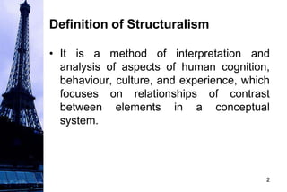 11. intro to lang. saussure, structuralism | PPT