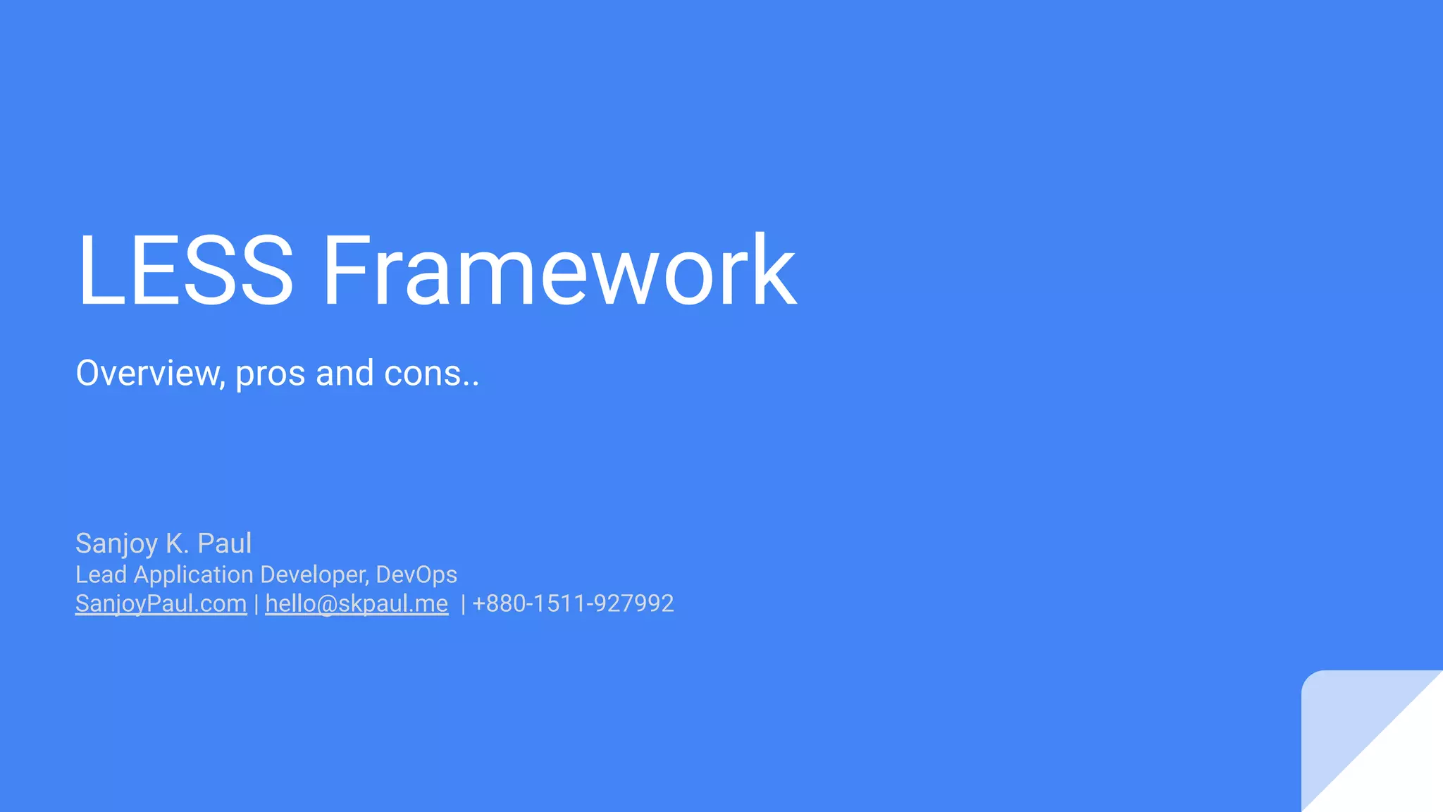 CSS Less framework overview, Pros and Cons | PPT