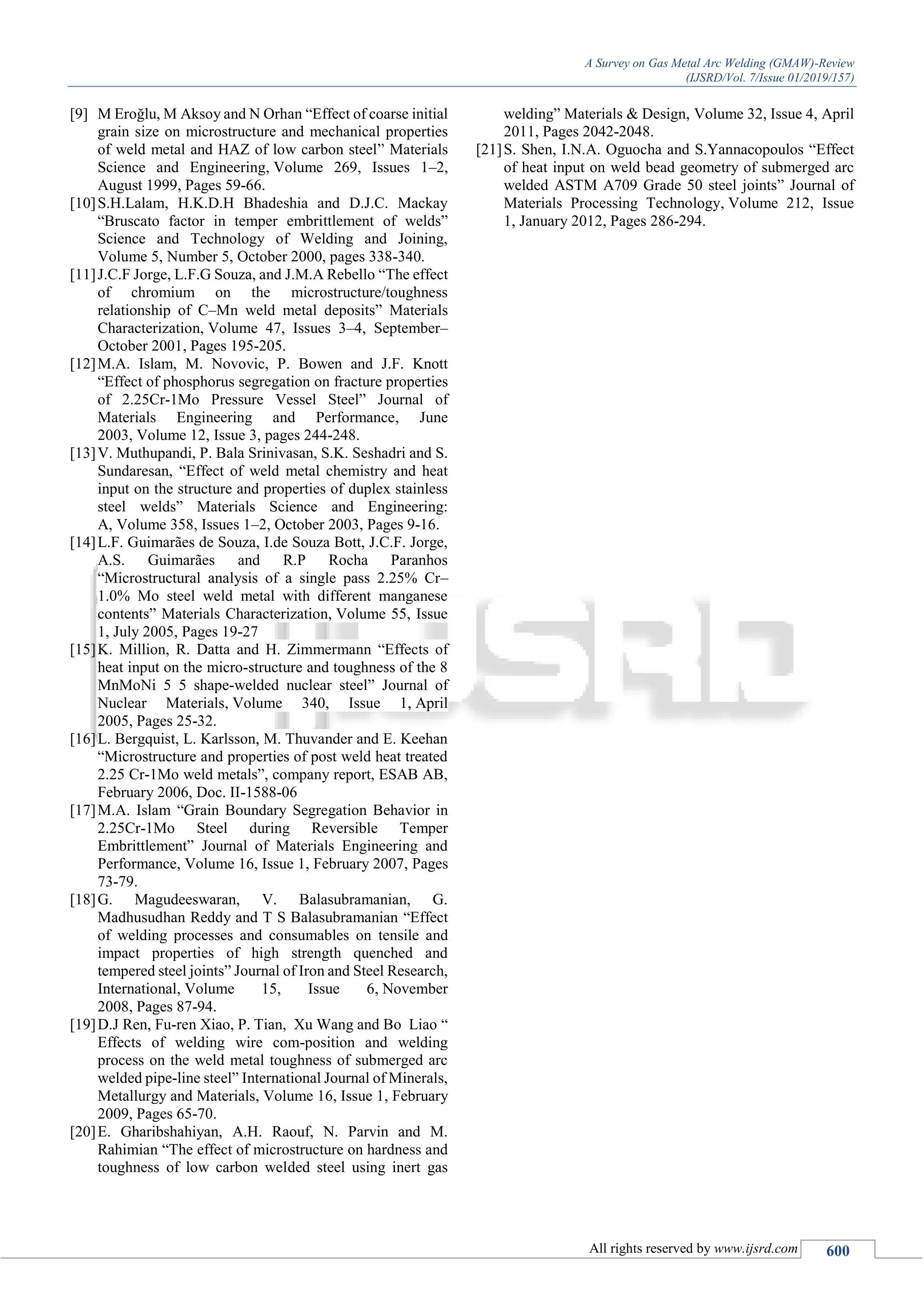 a survey on gas metal arc welding (gmaw) review | PDF