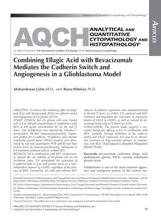Combining Ellagic Acid with Bevacizumab Mediates the Cadherin Switch ...