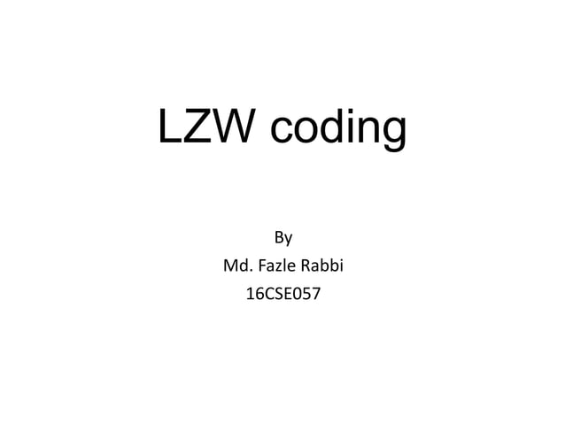 11. lzw coding | PPT