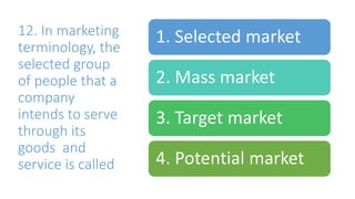 Marketing Planning- Multiple Choice Questions ( MCQs) | PPTX