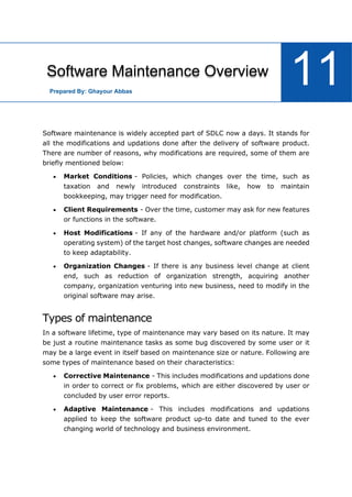 SWE-401 - 11. Software maintenance overview | PDF