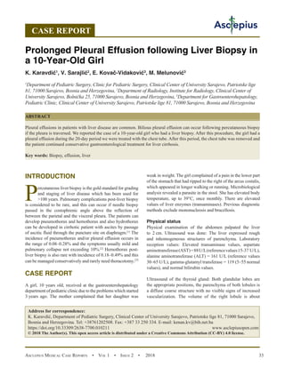 Prolonged Pleural Effusion following Liver Biopsy in a 10-Year-Old Girl | PDF