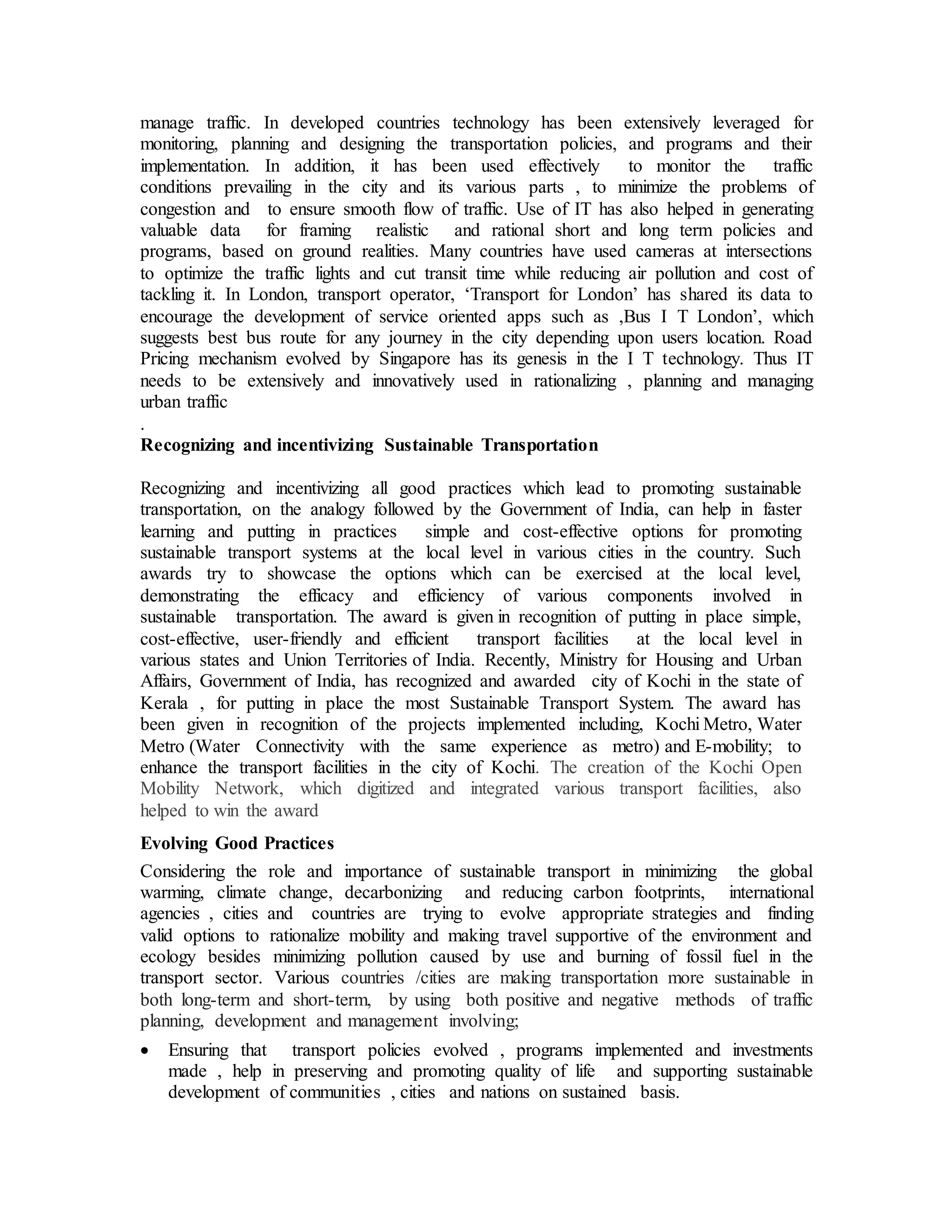 Planning for sustainable urban trasport | DOCX