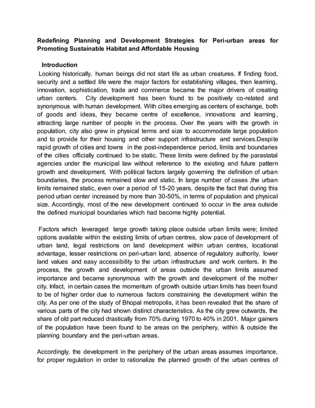 Redefining Planning and Development Strategies for Peri-Urban areas ...