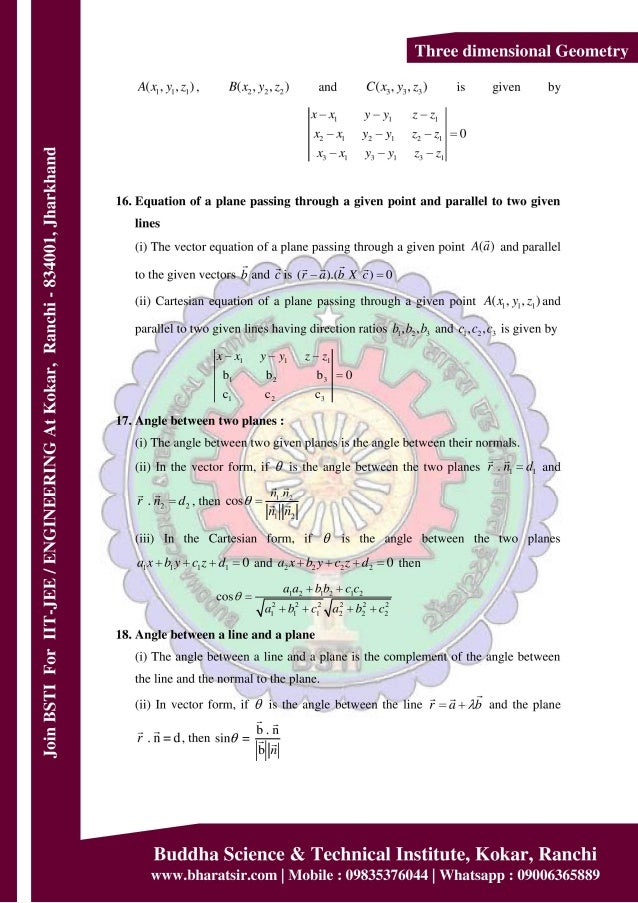Three Dimensional Geometry Pdf 