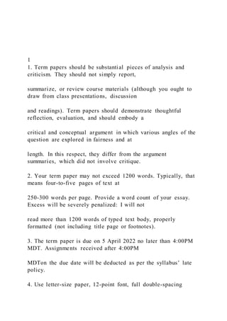 11. Term papers should be substantial pieces of analysis and | PDF