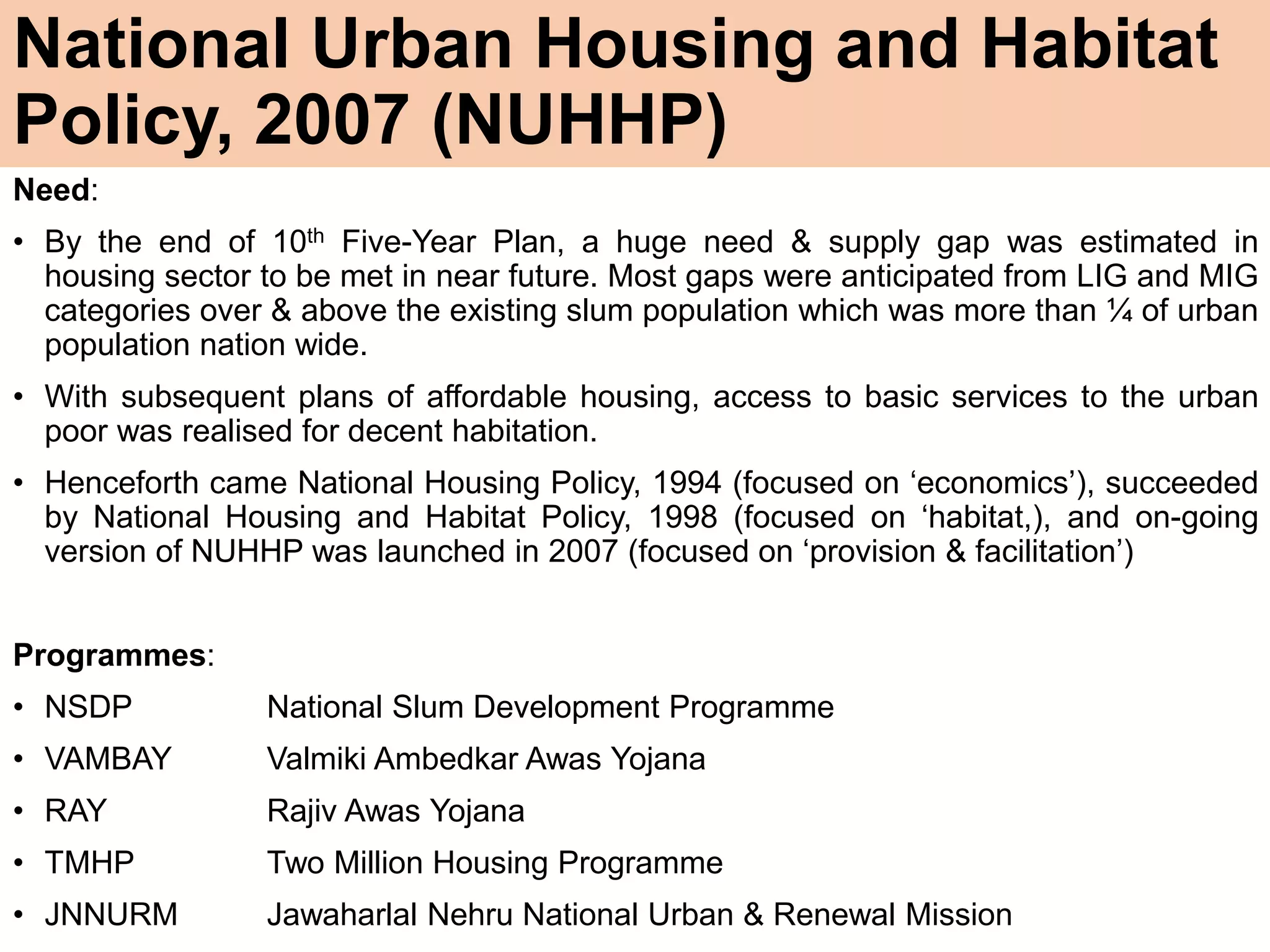 Indian Urban Policies & Programmes | PDF