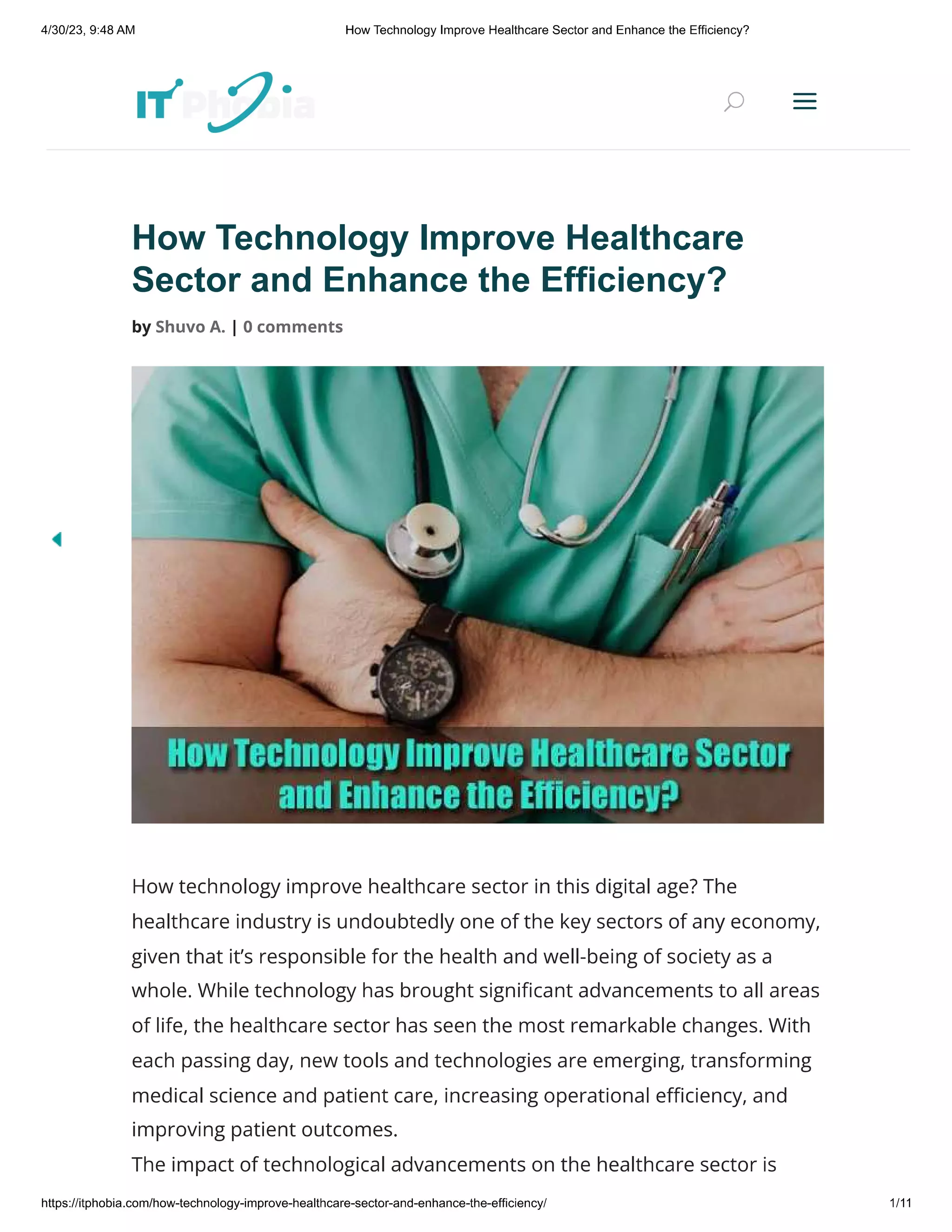 How Technology Improve Healthcare Sector and Enhance the Efficiency ...