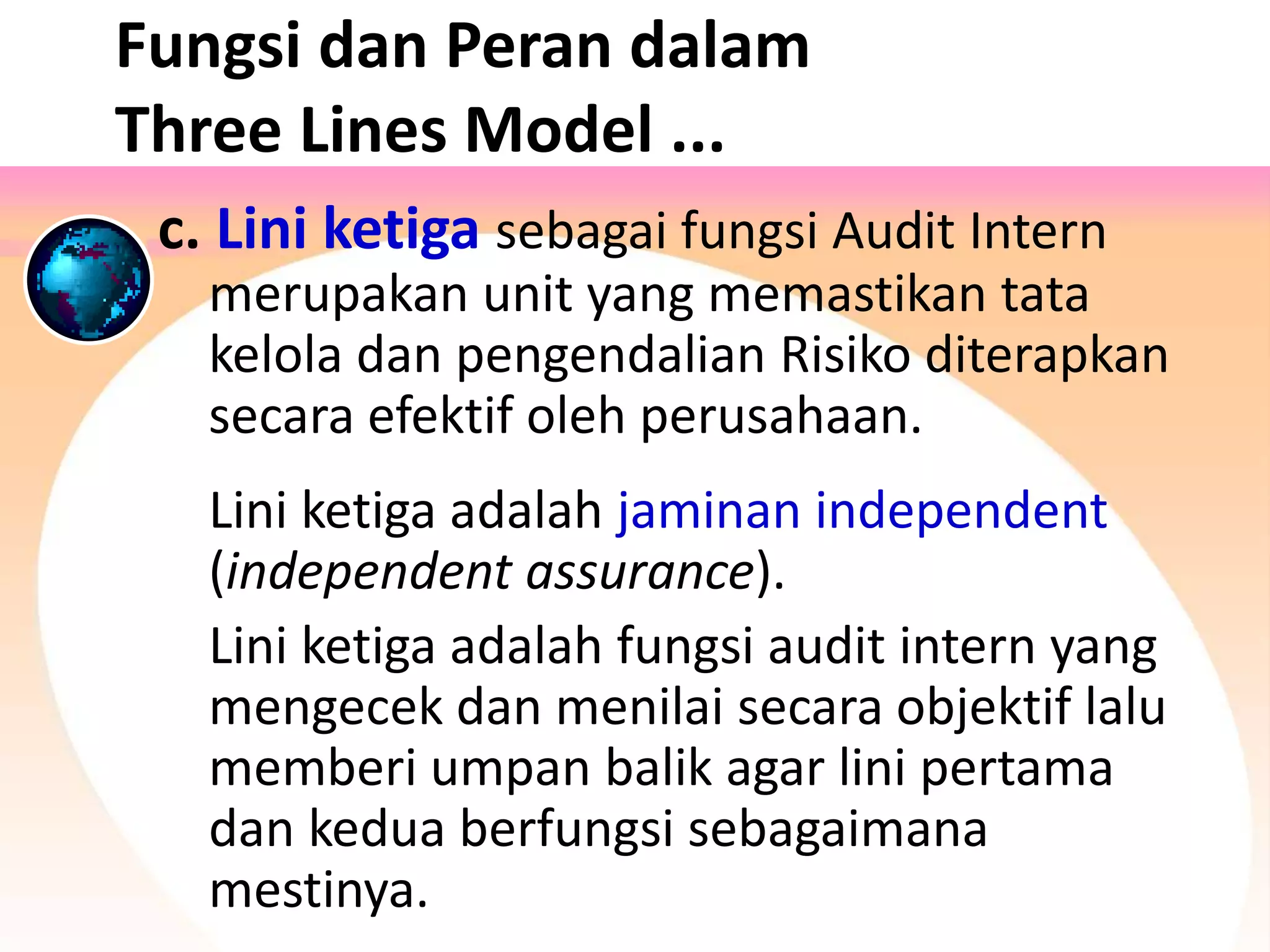 Model Tiga Lini (Three Lines Model) Tata Kelola RISIKO _Training "RISK ...