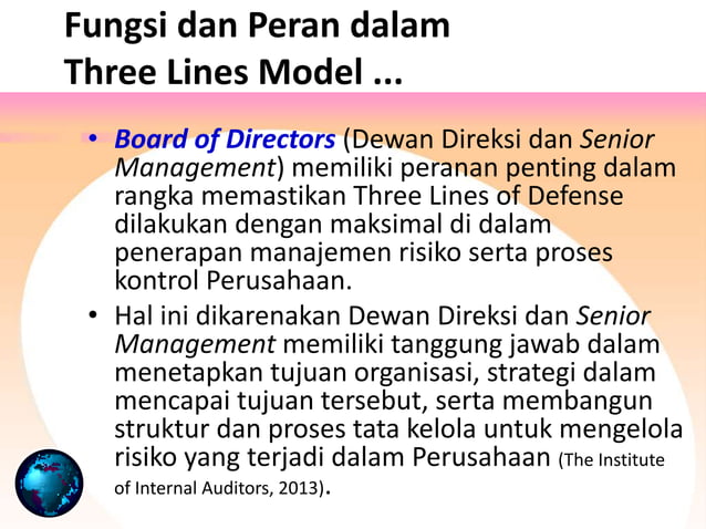 Model Tiga Lini (Three Lines Model) Tata Kelola RISIKO _Training "RISK ...