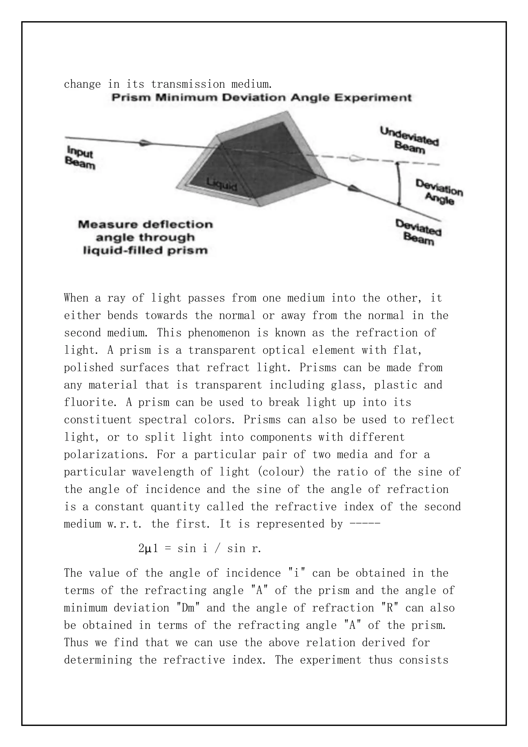 Class 12 Project PRISM AND NATURE OF LIGHT | DOCX