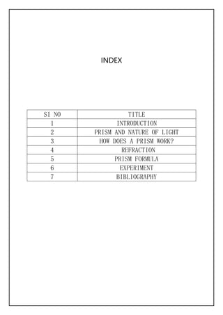 Class 12 Project PRISM AND NATURE OF LIGHT | DOCX