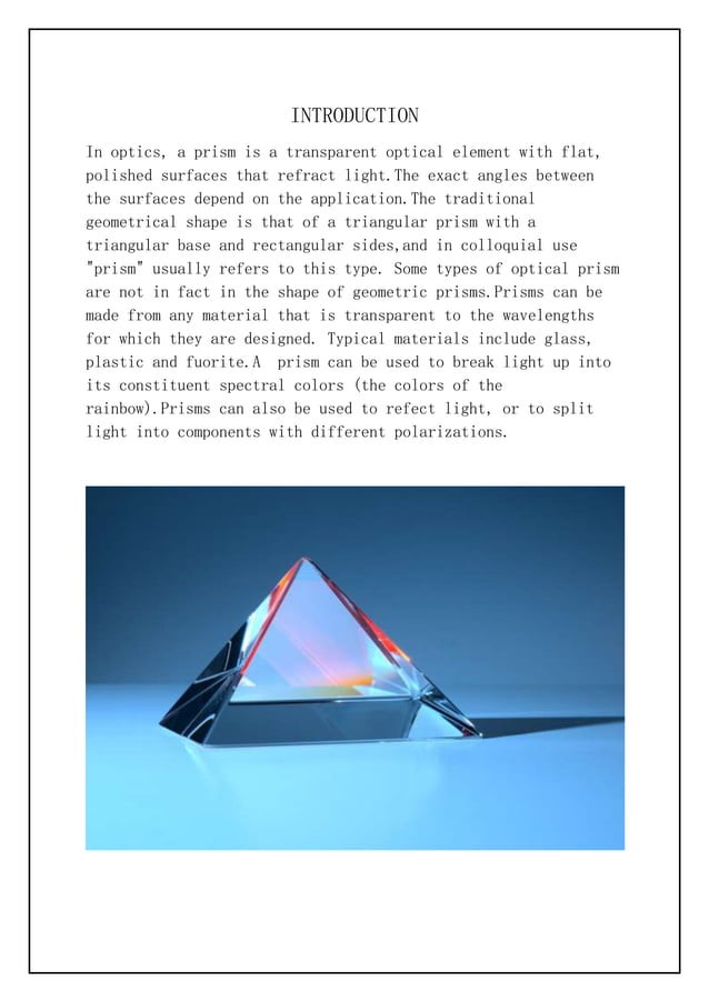 Class 12 Project PRISM AND NATURE OF LIGHT | DOCX